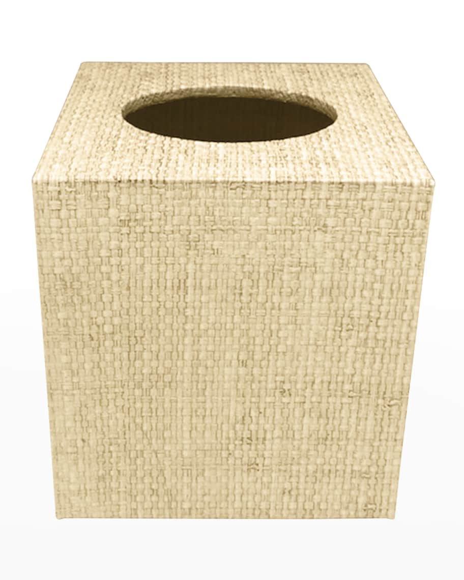 Mariposa Jute Cube Tissue Box Cover, Sand | Neiman Marcus