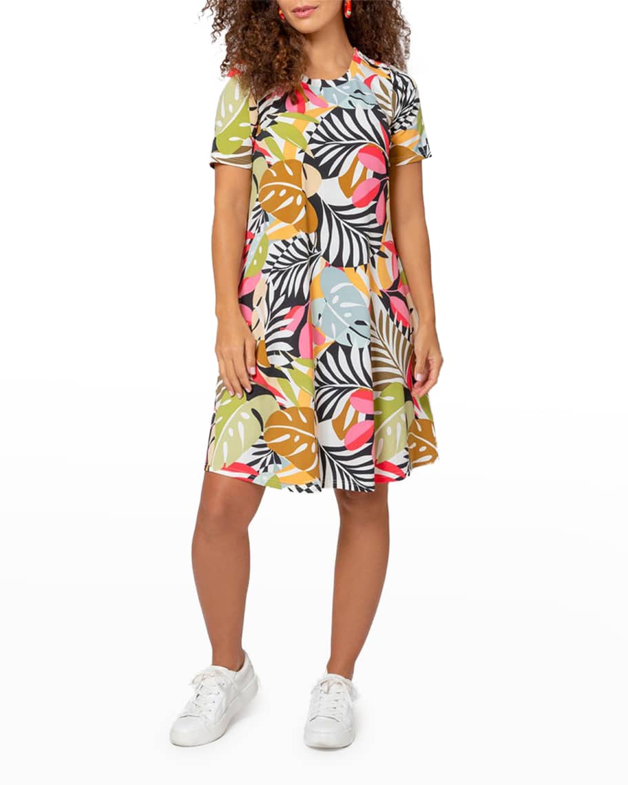 Leota Maci Botanical-Print T-Shirt Dress | Neiman Marcus