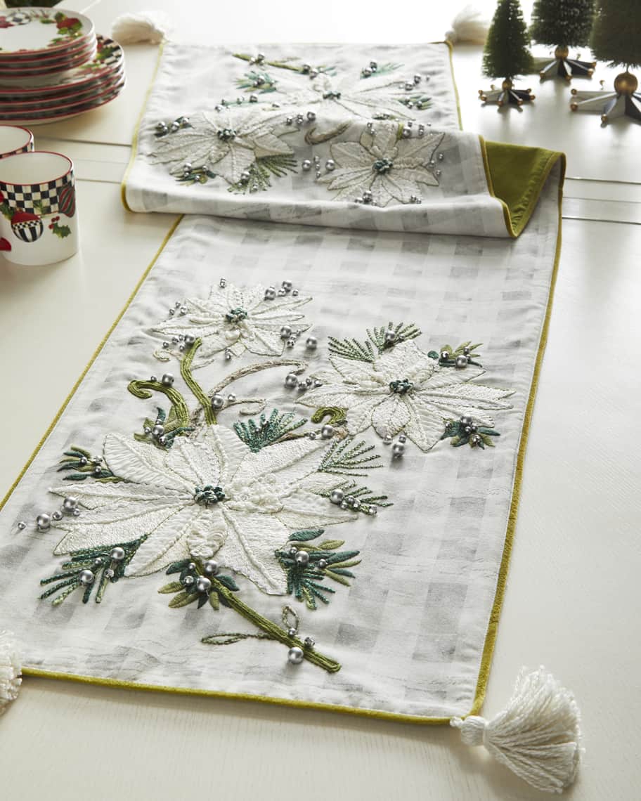 MacKenzie-Childs Holiday Farmhouse Poinsettia Table Runner | Neiman Marcus