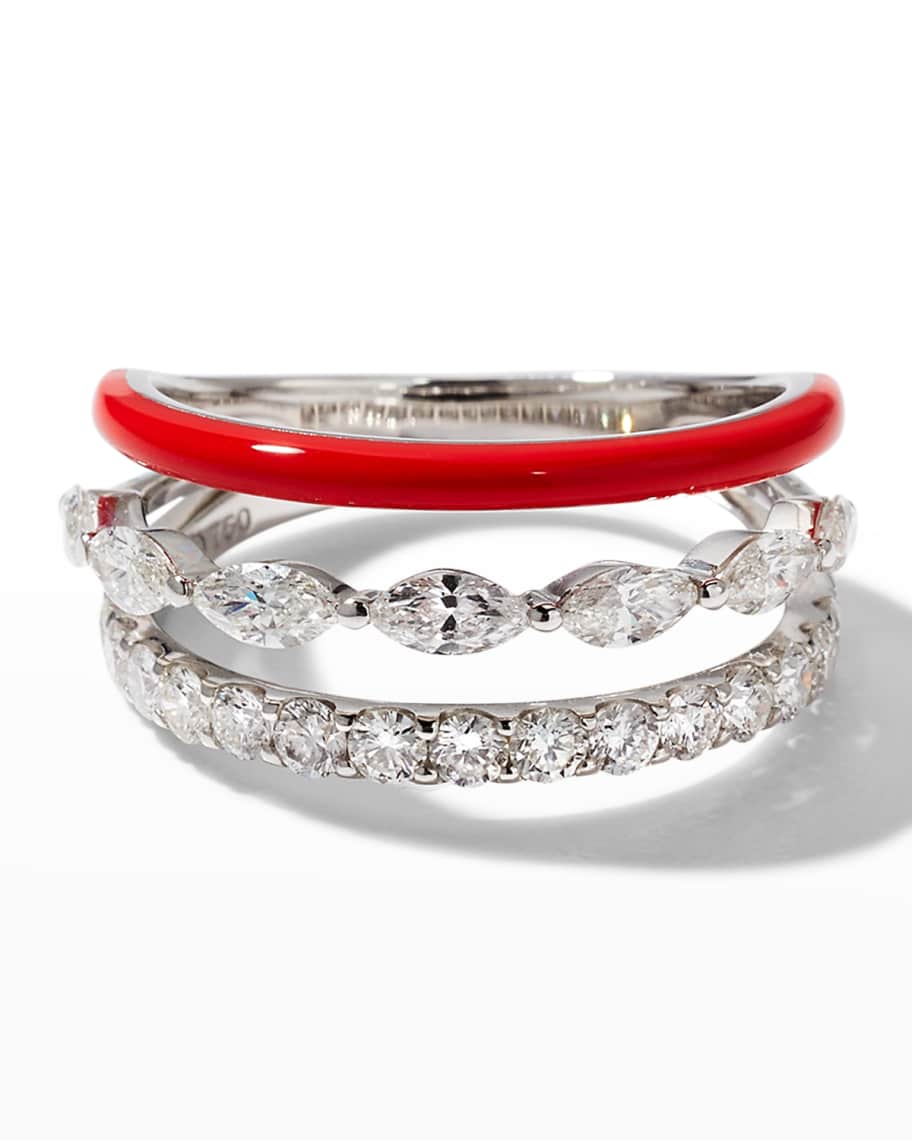 Etho Maria White Gold Red Ceramic and Diamond Ring | Neiman Marcus