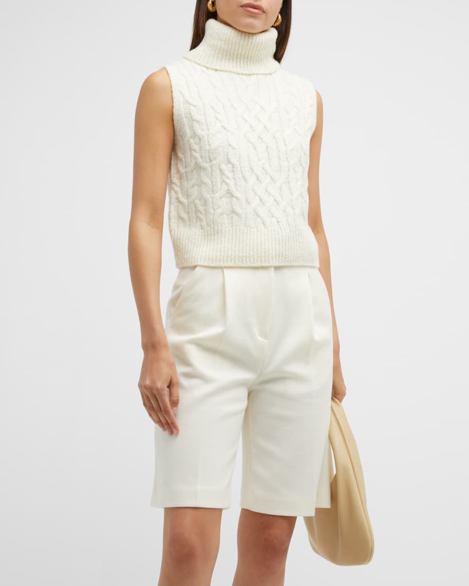 Vince Cable-Knit Turtleneck Shell Top | Neiman Marcus