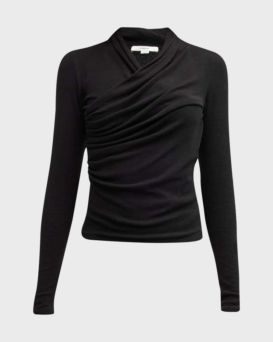 Vince Long-Sleeve Fixed Wrap Top | Neiman Marcus