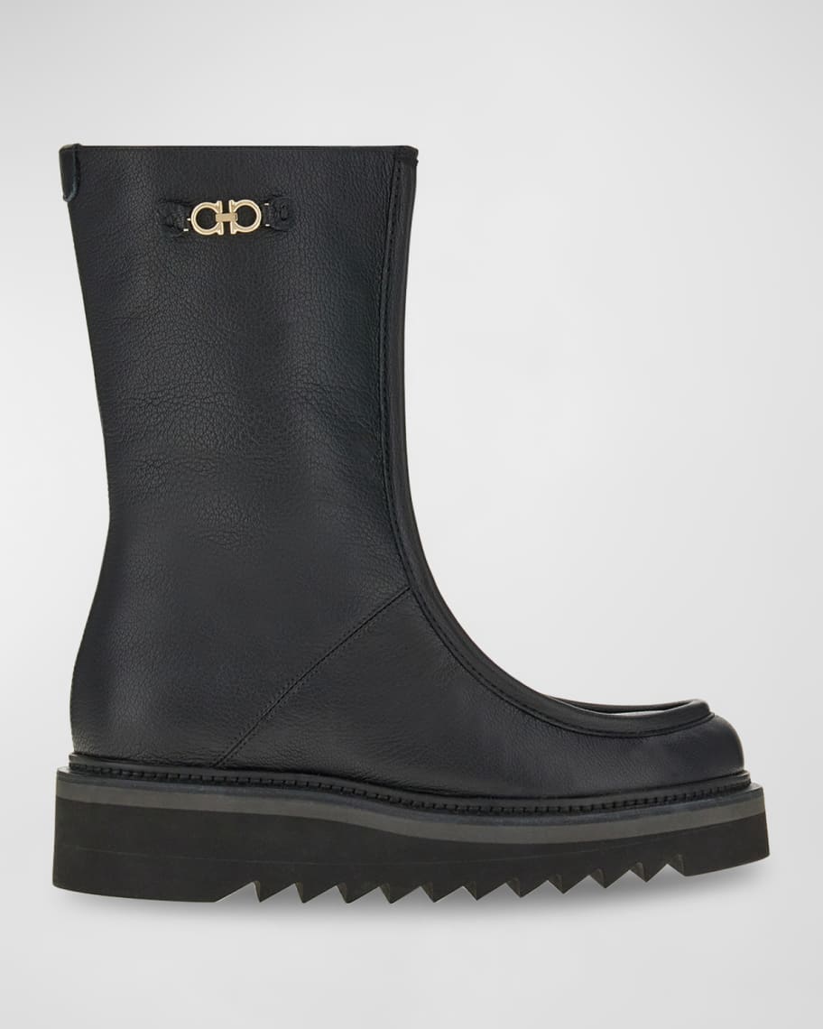 Ferragamo Eurialo Leather Zip Runway Boots | Neiman Marcus