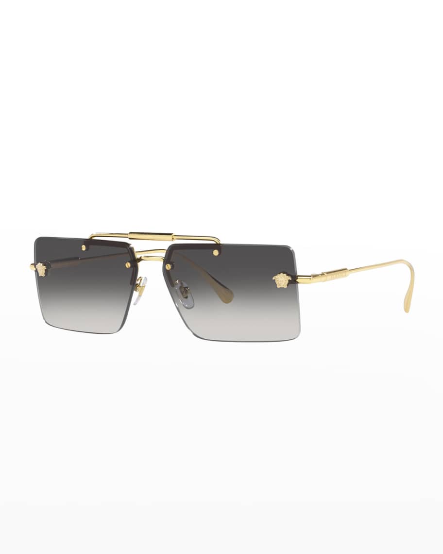 Versace Medusa Rimless Rectangle Metal Sunglasses | Neiman Marcus