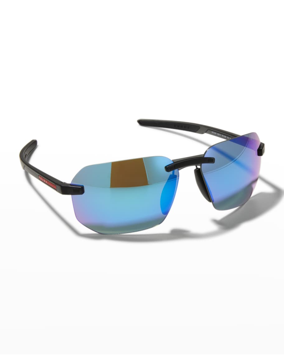 Prada Men's Sqaure Rimless Sunglasses | Neiman Marcus