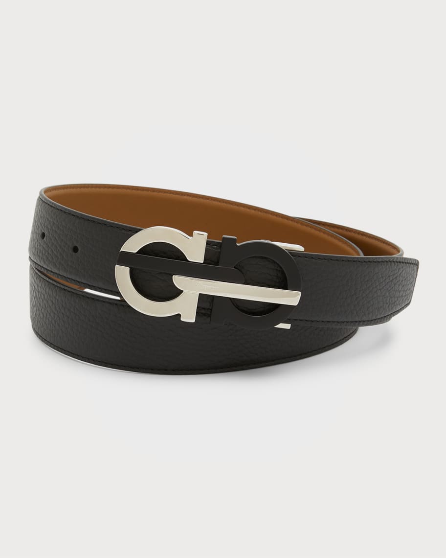 Ferragamo Men's Two-Tone Gancini Reversible Leather Belt | Neiman Marcus