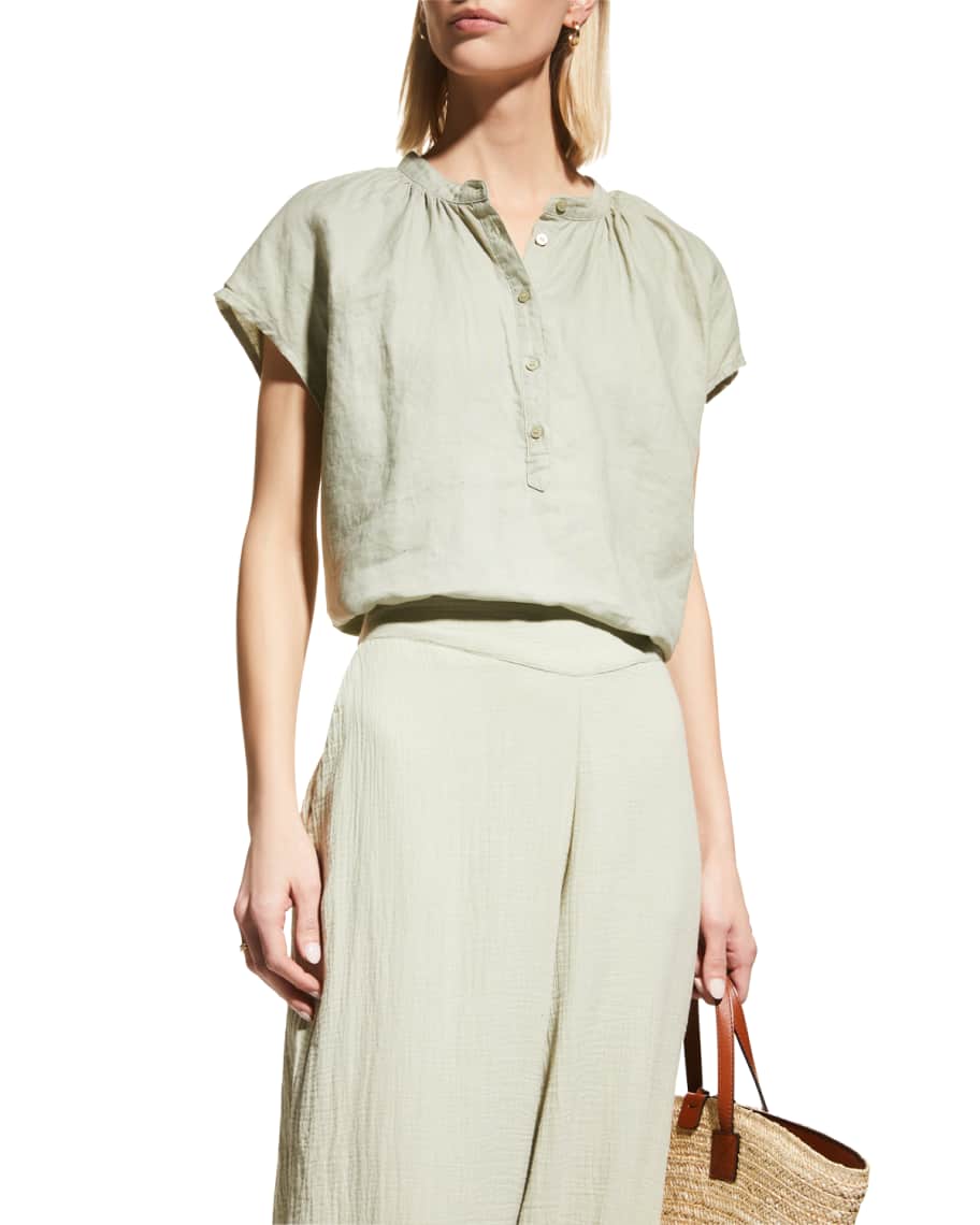 Masai Derin Button-Front Linen Blouse | Neiman Marcus