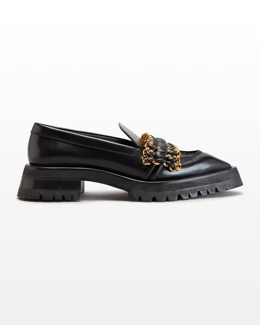 Balmain Men's Army Chain-Leather Strap Loafers | Neiman Marcus