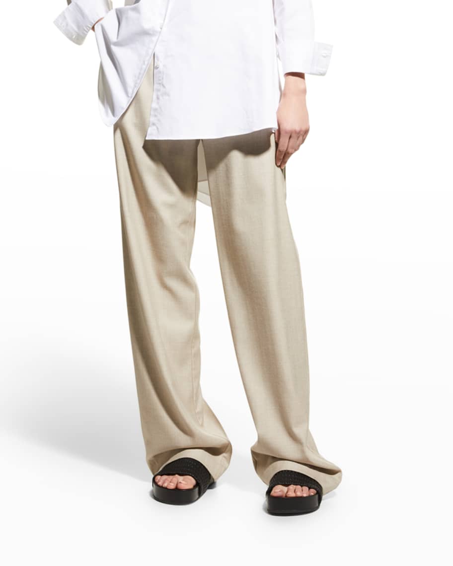 Co Drawstring Elastic Wide-Leg Pants | Neiman Marcus