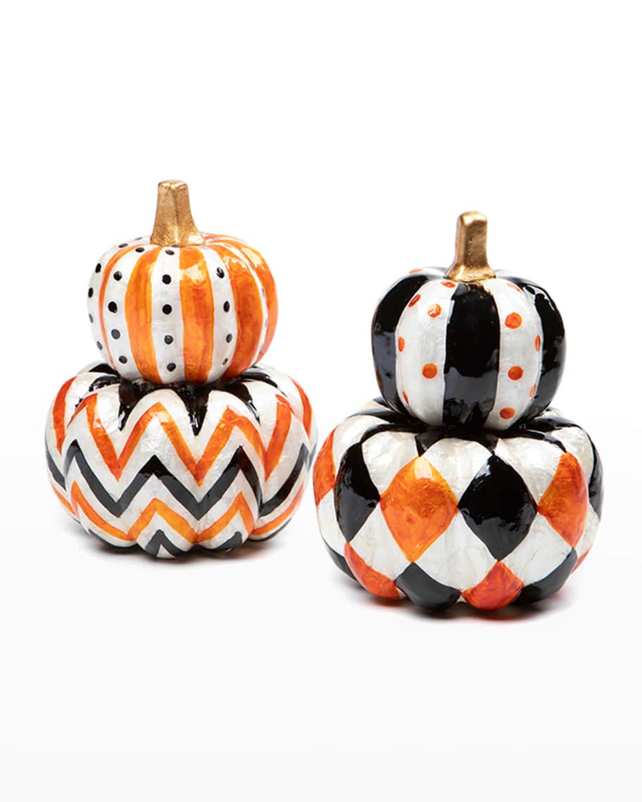 MacKenzie-Childs Halloween Stacked Capiz Pumpkins, Set of 2 | Neiman Marcus