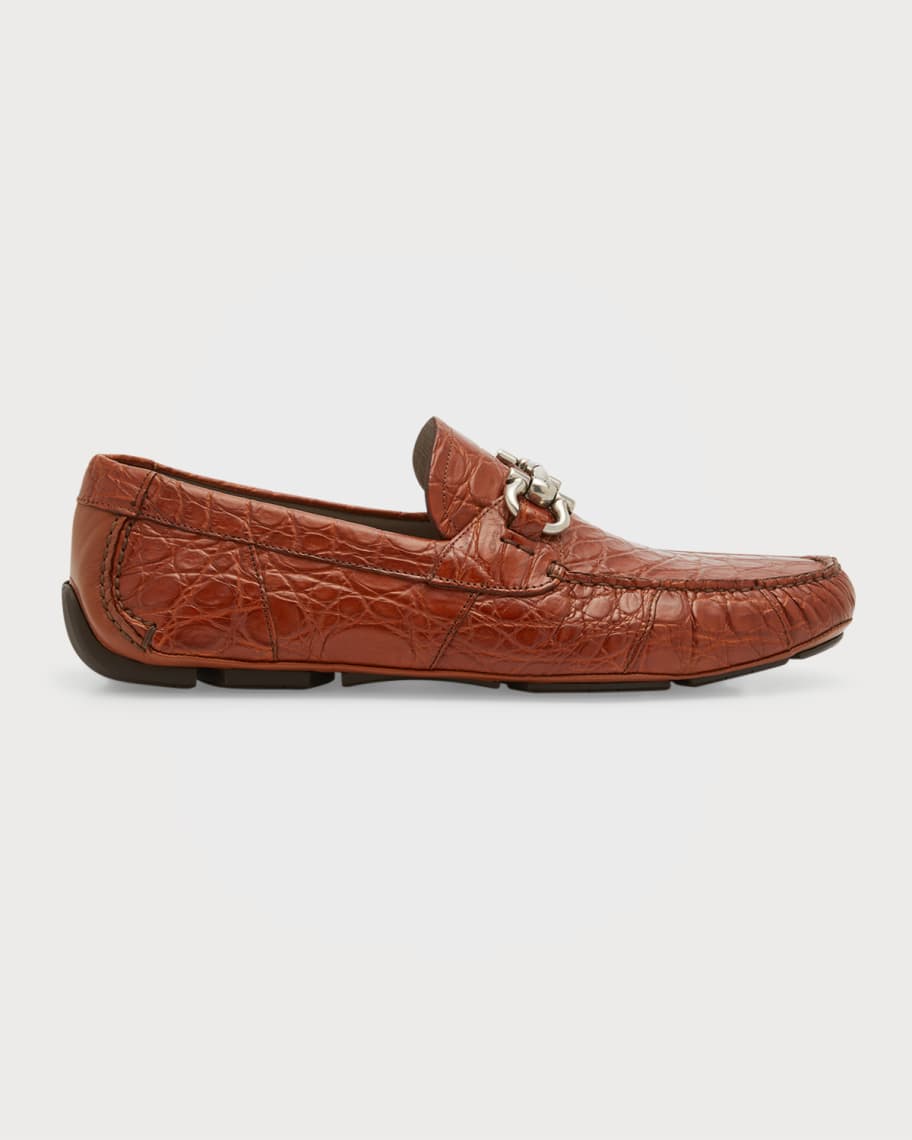 Ferragamo Men's Parigi Crocodile Leather Drivers | Neiman Marcus