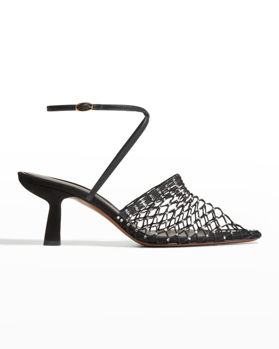 Neous Erangis Embellished Net Ankle-Strap Sandals | Neiman Marcus