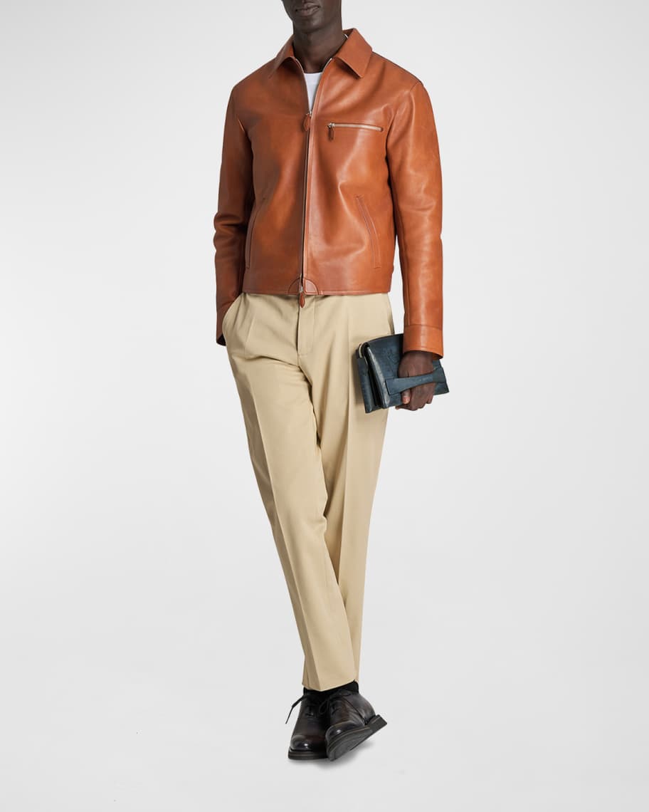 Berluti Men's Full-Zip Leather Moto Jacket | Neiman Marcus
