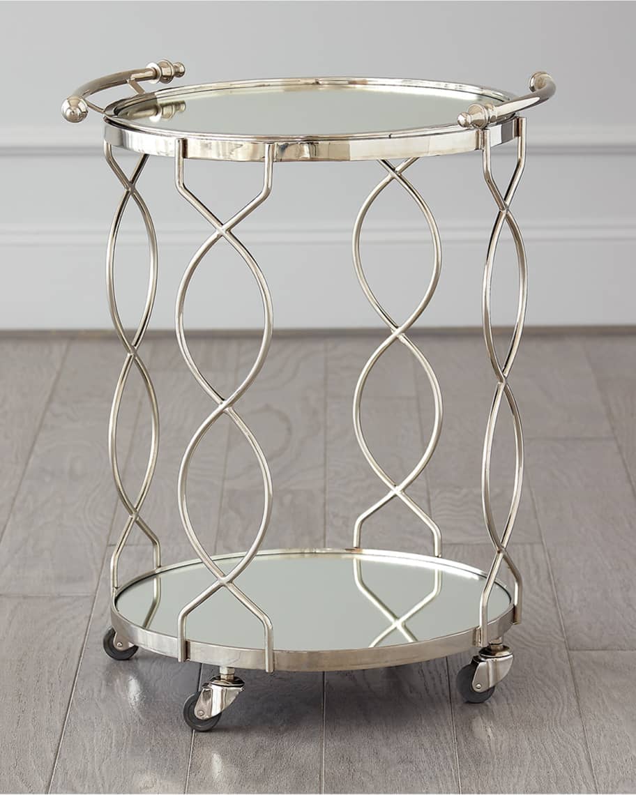 Global Views Round Lattice Cart w/ Tray | Neiman Marcus