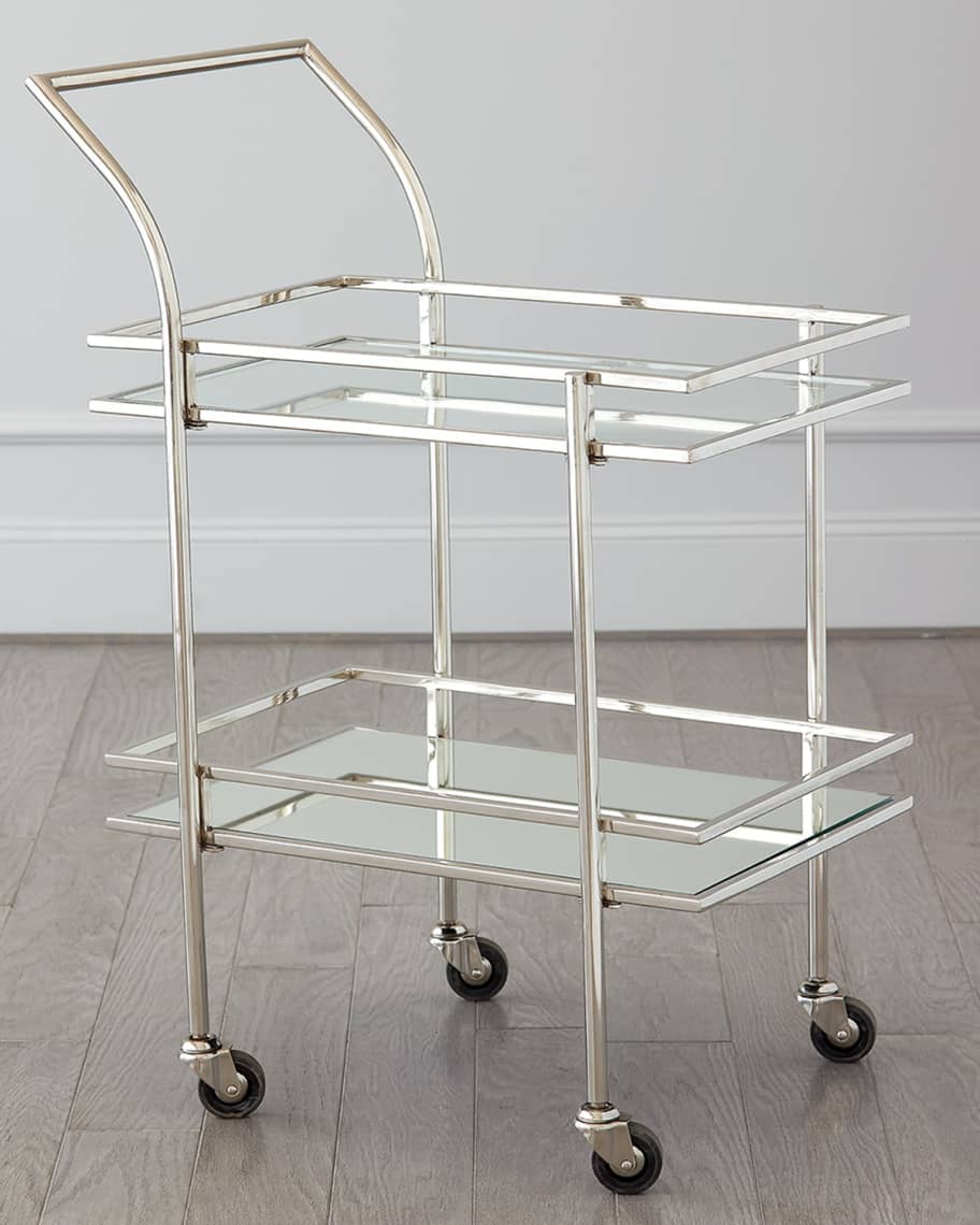Global Views Two-Tier Rectangle Mirror Bar Cart | Neiman Marcus