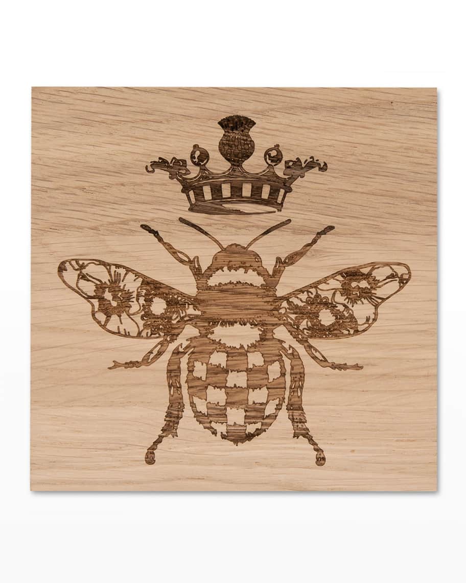 MacKenzie-Childs 4.25" Queen Bee Wooden Coasters, Set of 4 | Neiman Marcus