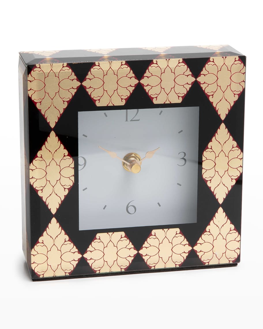 MacKenzie-Childs 6"Sq. Evenfall Desk Clock | Neiman Marcus