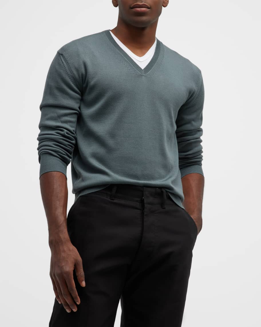 TOM FORD Men's Silk-Wool V-Neck Sweater | Neiman Marcus