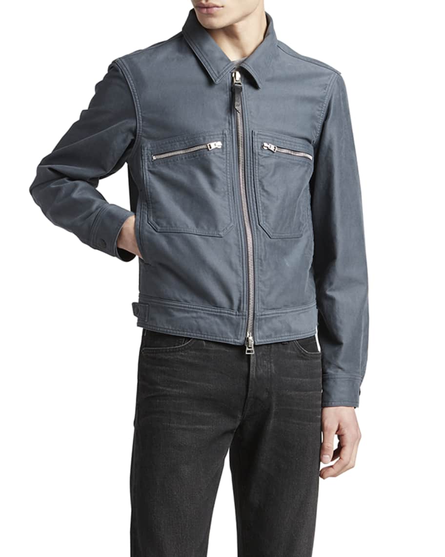 TOM FORD Men's Organic Cotton Utility Zip Jacket | Neiman Marcus