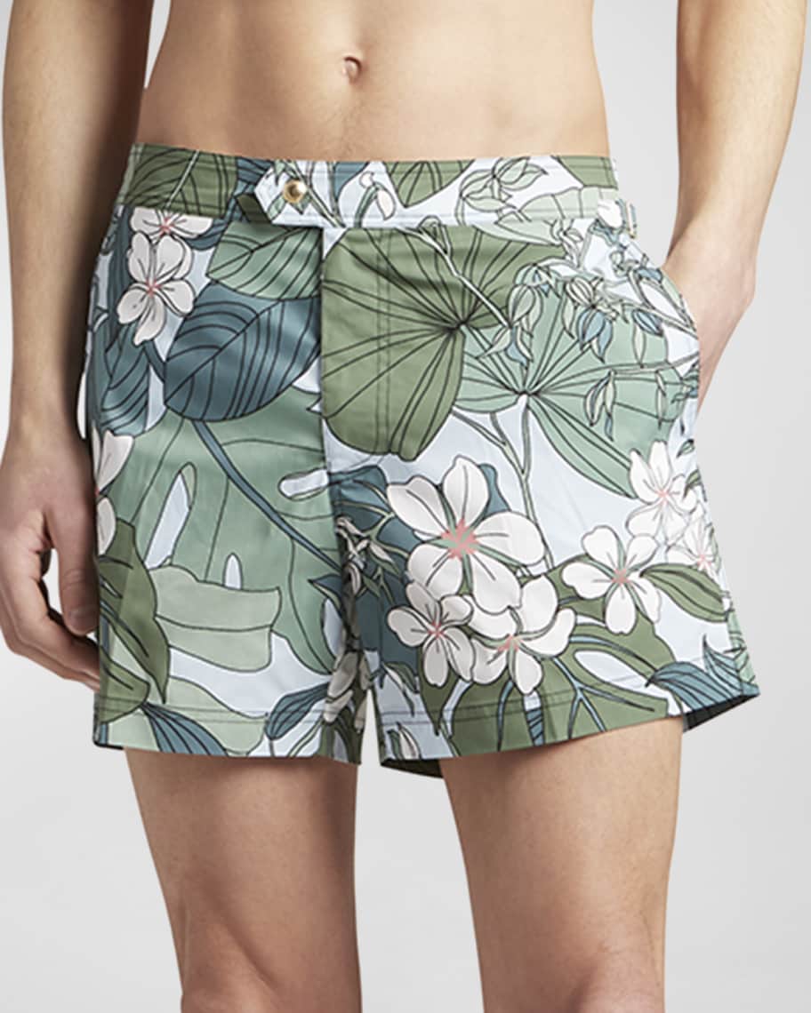 TOM FORD Men's Tropical Flower Swim Trunks | Neiman Marcus
