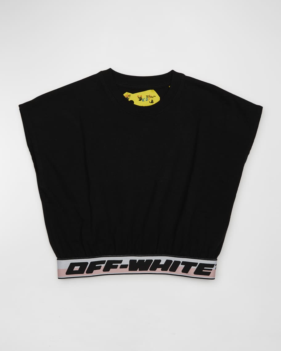 Off-White HITE Kid's Cropped Logo Taped Shirt, Size 4-12 | Neiman Marcus