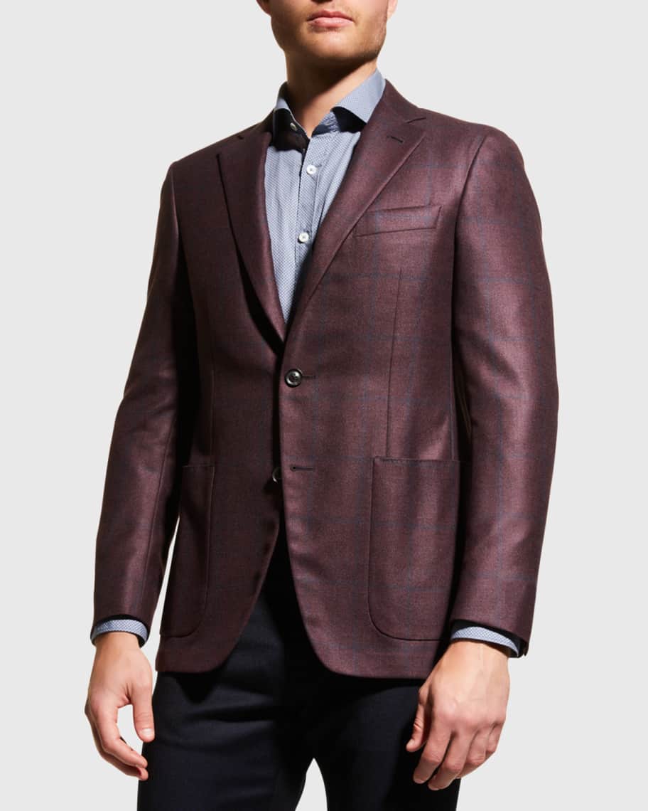 Canali Men's Windowpane Wool Sport Jacket | Neiman Marcus