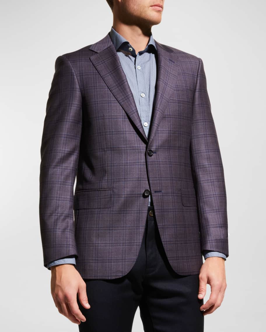 Canali Men's Plaid Wool Sport Jacket | Neiman Marcus