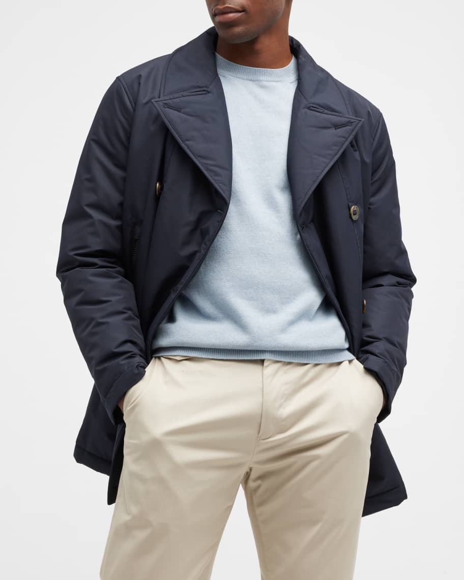 Canali Men's Double-Breasted Peacoat | Neiman Marcus