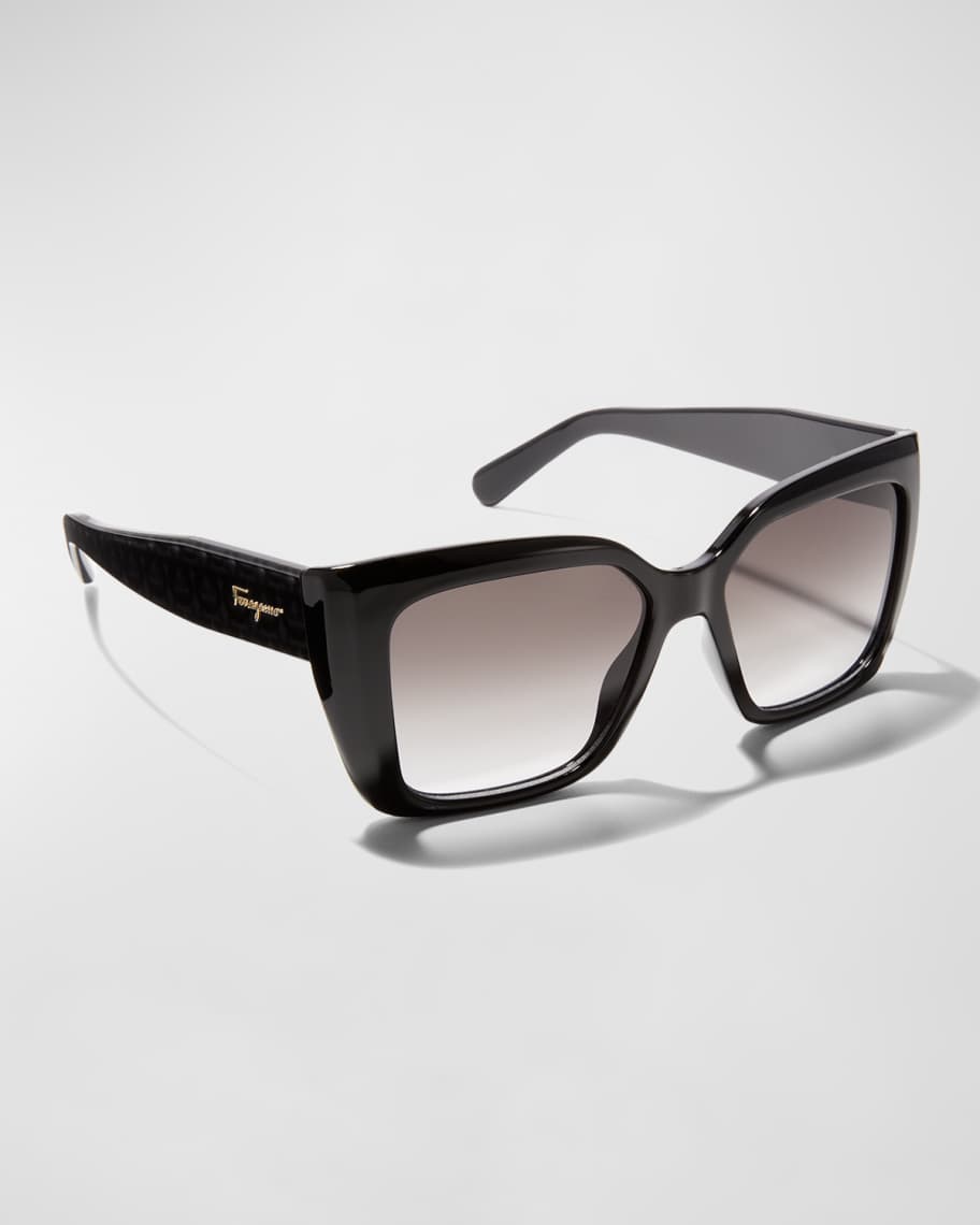 Ferragamo Rectangle Gancio Injection Plastic Sunglasses | Neiman Marcus