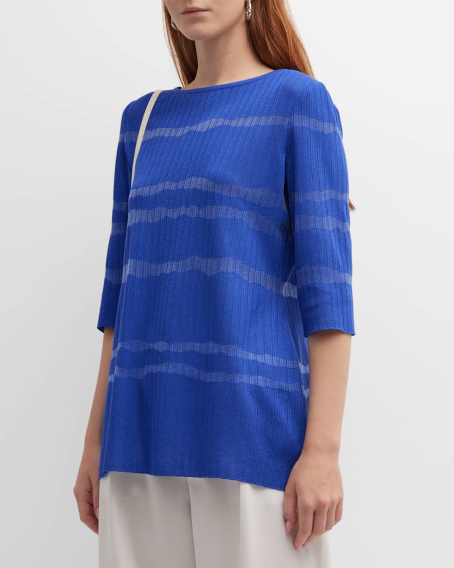 Misook Shimmer Striped Knit Tunic | Neiman Marcus
