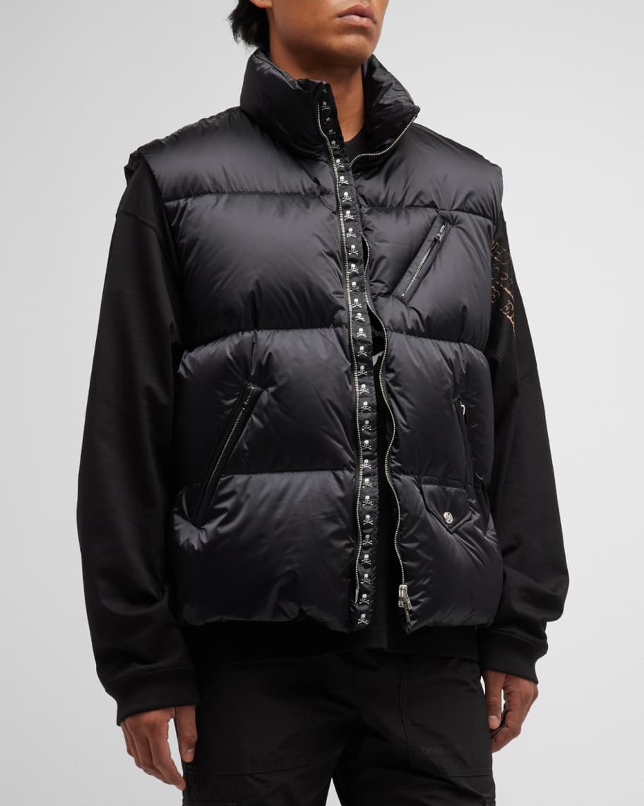MASTERMIND WORLD Men's Multi-Zip Nylon Puffer Vest | Neiman Marcus