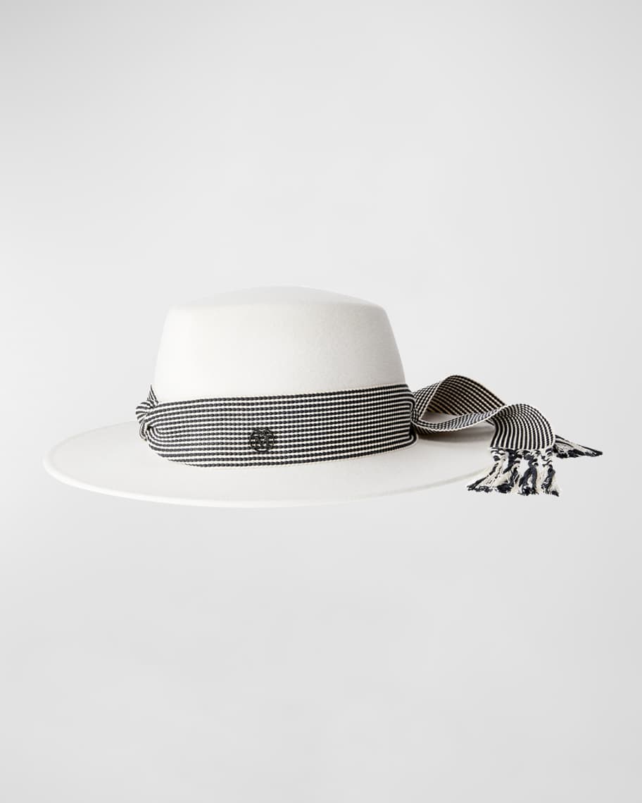 Maison Michel Kyra Felt Fedora Hat w/ Fringe Band | Neiman Marcus