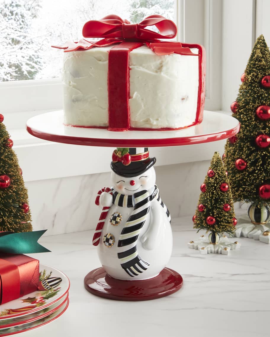 MacKenzie-Childs Nostalgia Snowman Pedestal Platter | Neiman Marcus