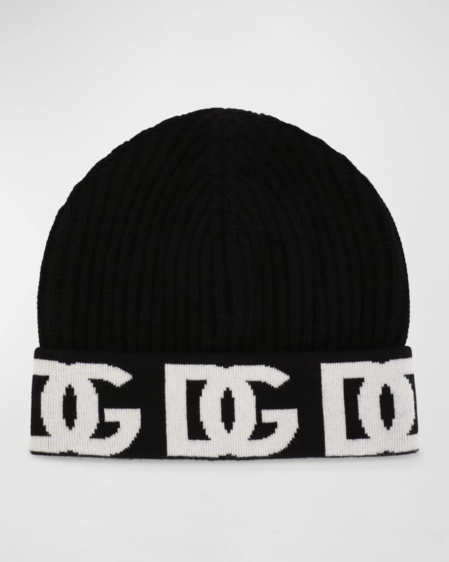 Dolce&Gabbana Men's Intarsia-Knit DG Logo Beanie Hat | Neiman Marcus