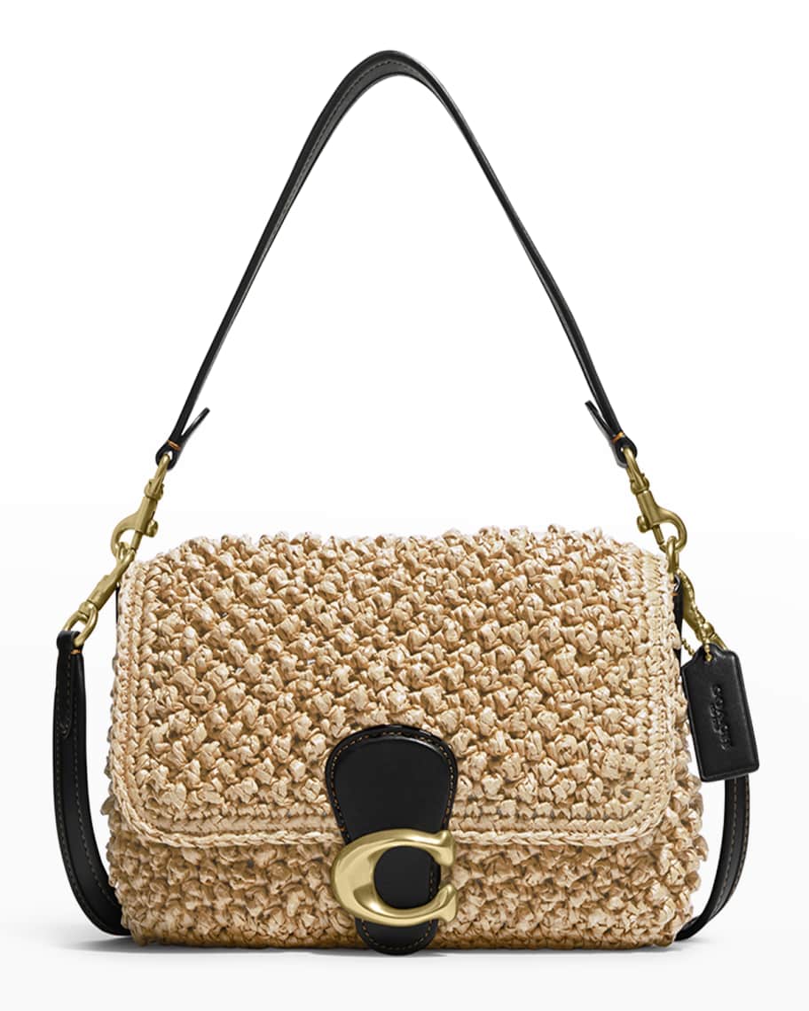Coach Tabby Popcorn Texture Straw Shoulder Bag | Neiman Marcus