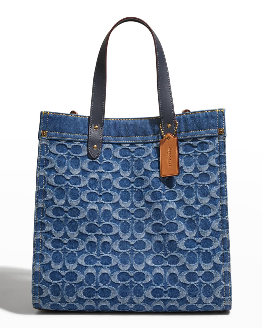 Coach Field Monogram Washed Denim Tote Bag | Neiman Marcus