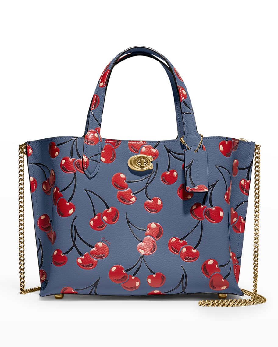 Coach Willow Cherry-Print Leather Tote Bag | Neiman Marcus