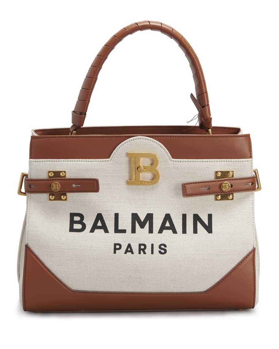 Balmain BBuzz 31 Logo Canvas Shoulder Bag | Neiman Marcus