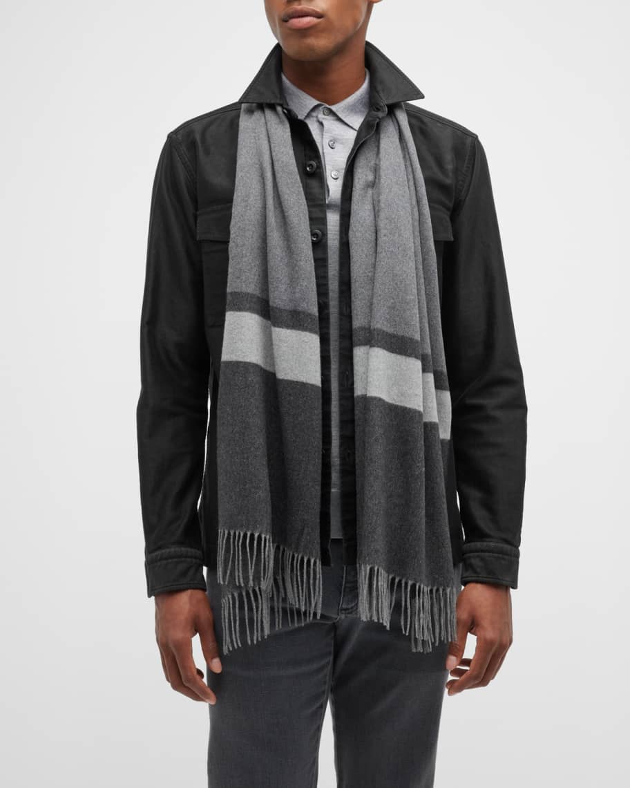 ZEGNA Men's Embroidered Logo Scarf | Neiman Marcus