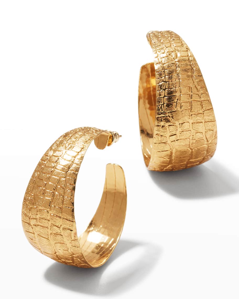 Gas Bijoux Wild Croc-Embossed Hoop Earrings | Neiman Marcus