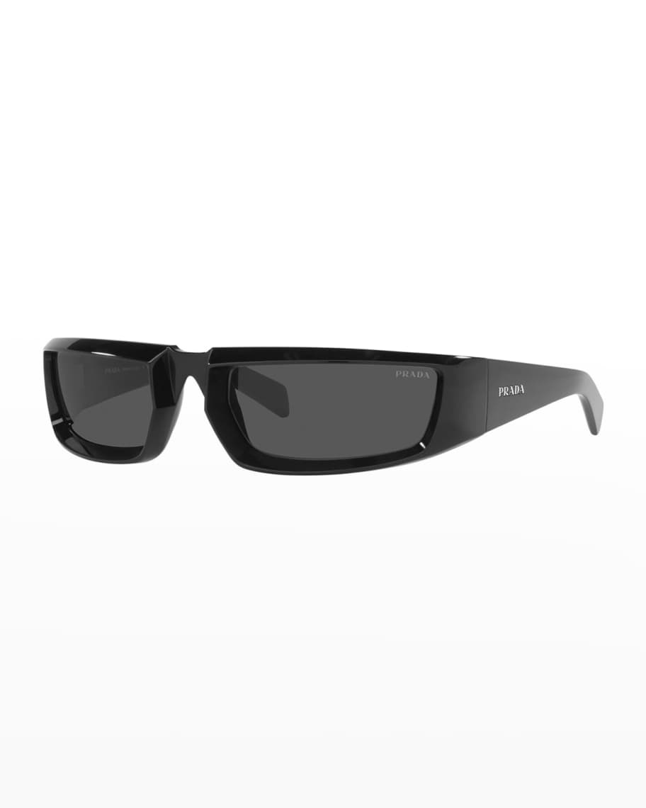 Prada Rectangle Plastic Wrap Sunglasses | Neiman Marcus