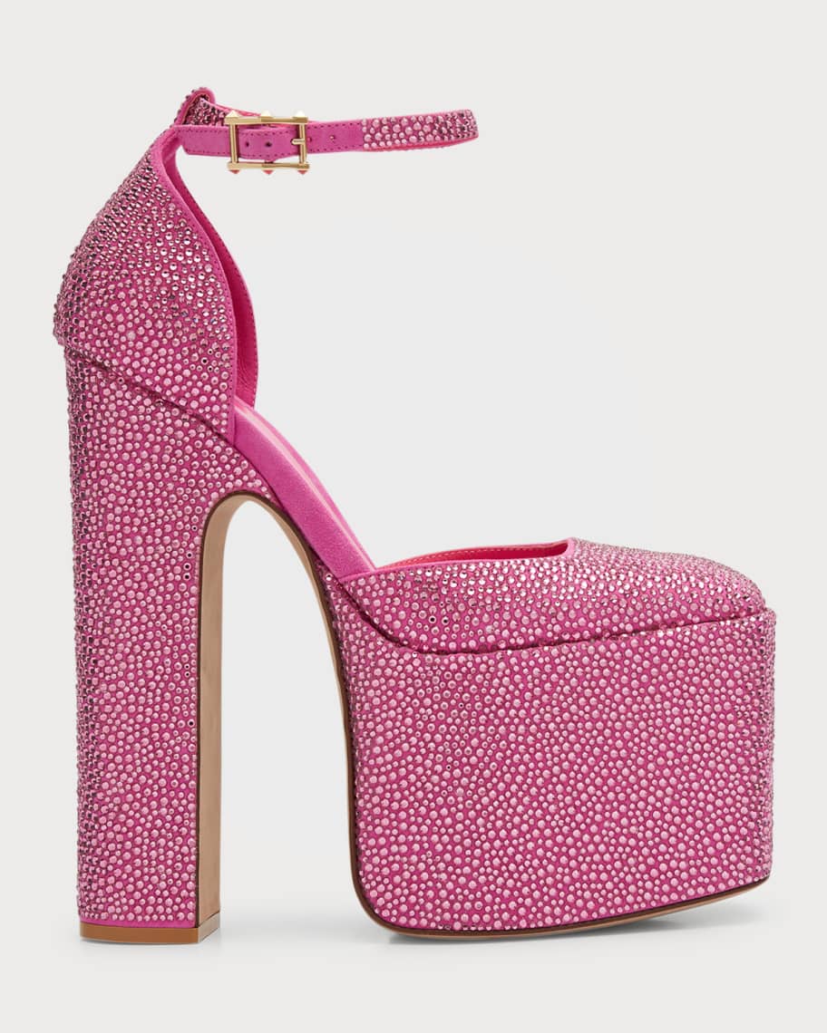 Valentino Garavani Crystal Ankle-Strap Platform Pumps | Neiman Marcus