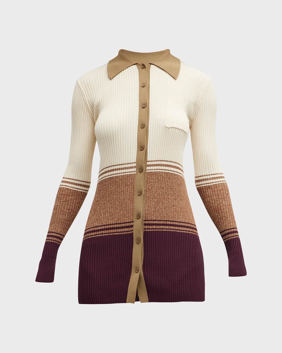 STAUD Milton Button-Front Tunic Knit Top | Neiman Marcus