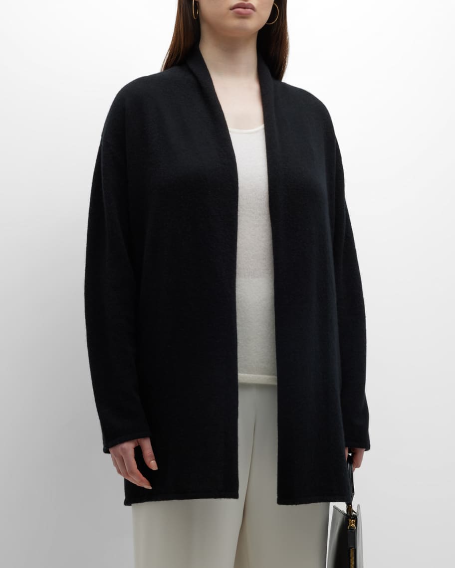 Neiman Marcus Cashmere Collection Plus Size Open-Front Cashmere ...