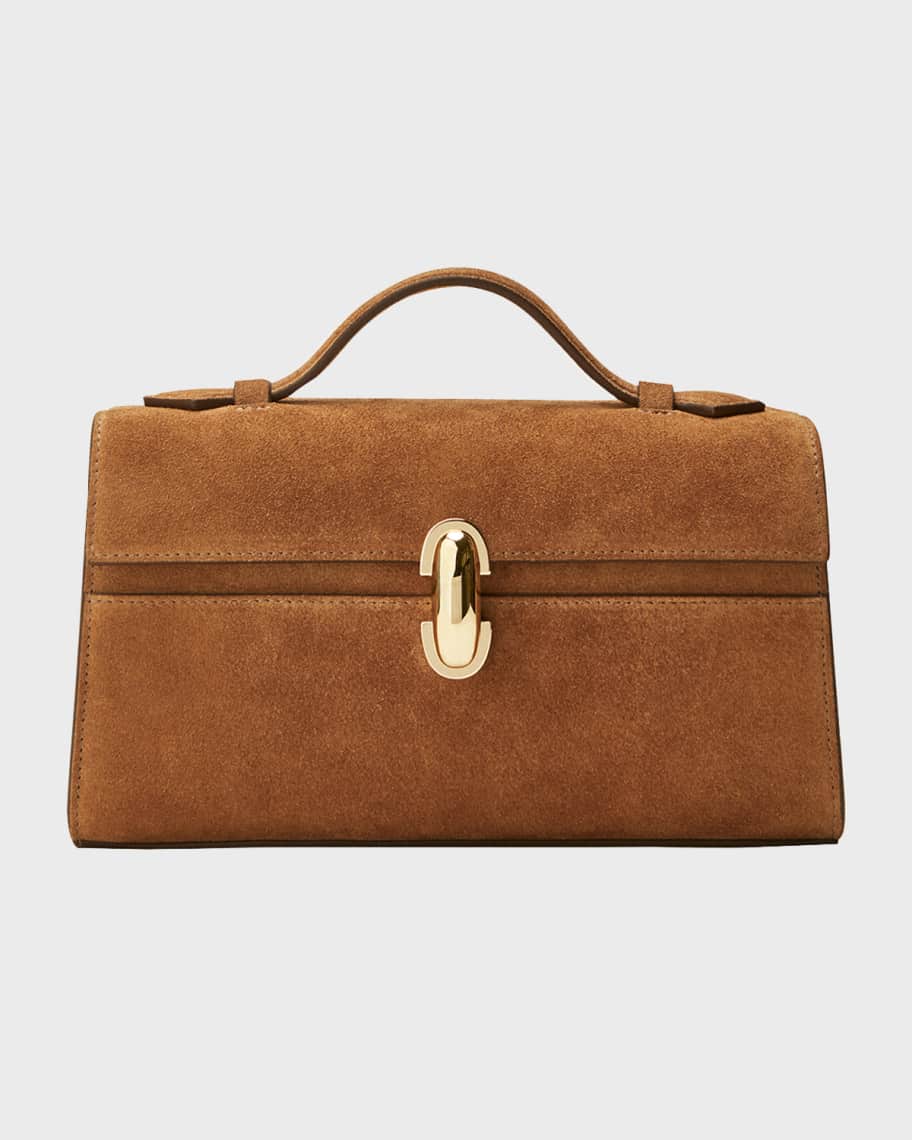 Savette The Symmetry Pouchette Suede Top-Handle Bag | Neiman Marcus