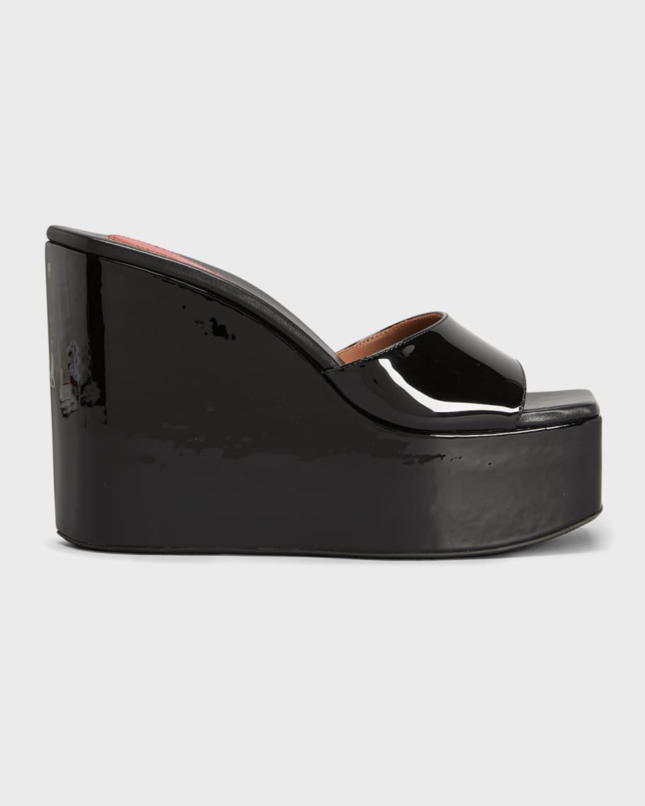 ALAIA Color Patent Wedge Platform Sandals | Neiman Marcus