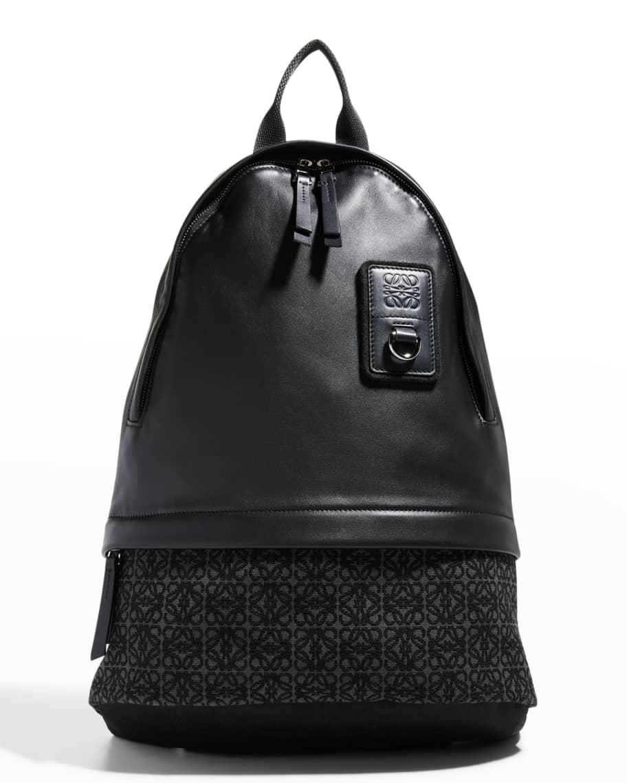 Loewe Men's Leather Round Slim Anagram Backpack | Neiman Marcus