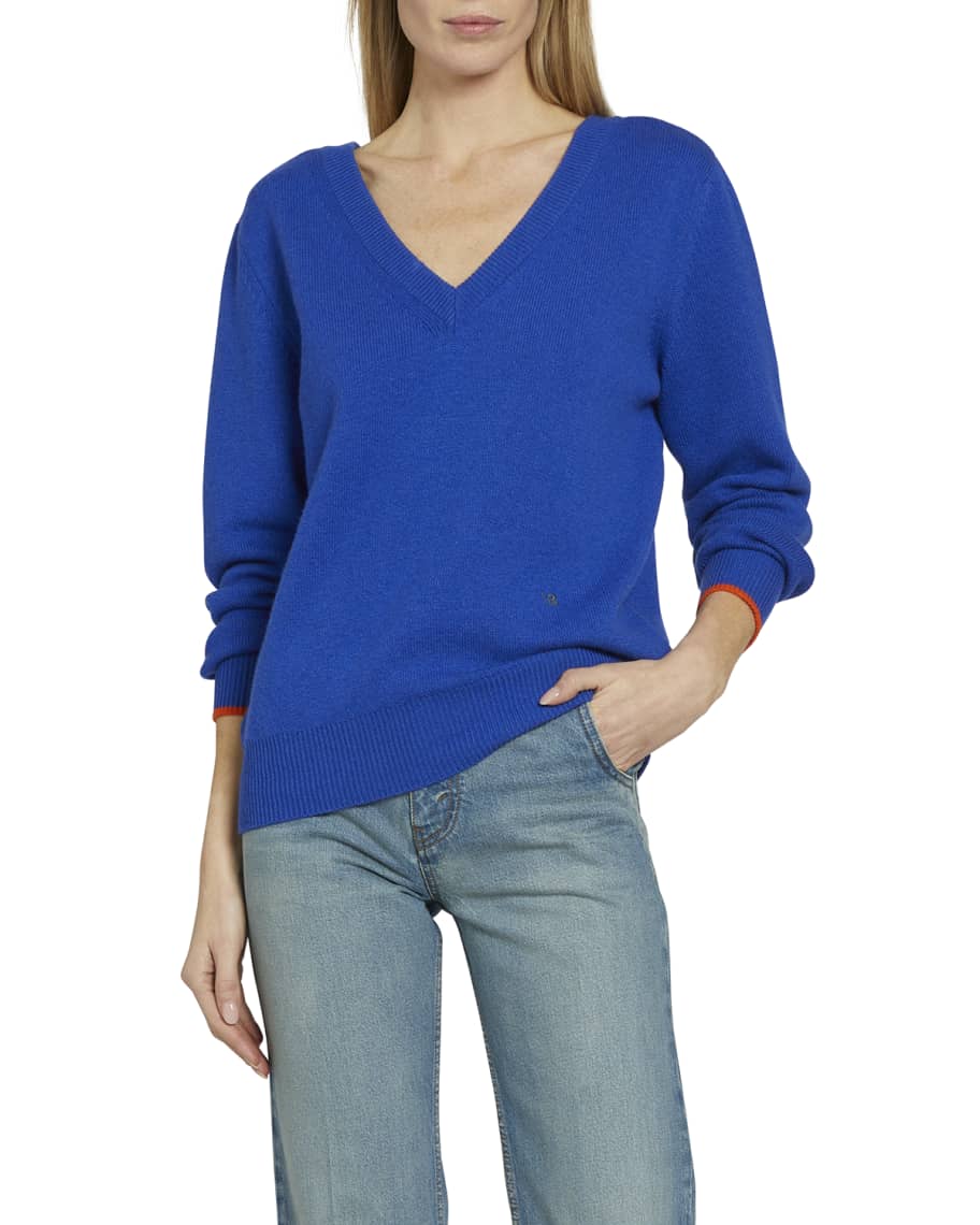 Victoria Beckham Monogram-Embroidered Cashmere Jumper | Neiman Marcus
