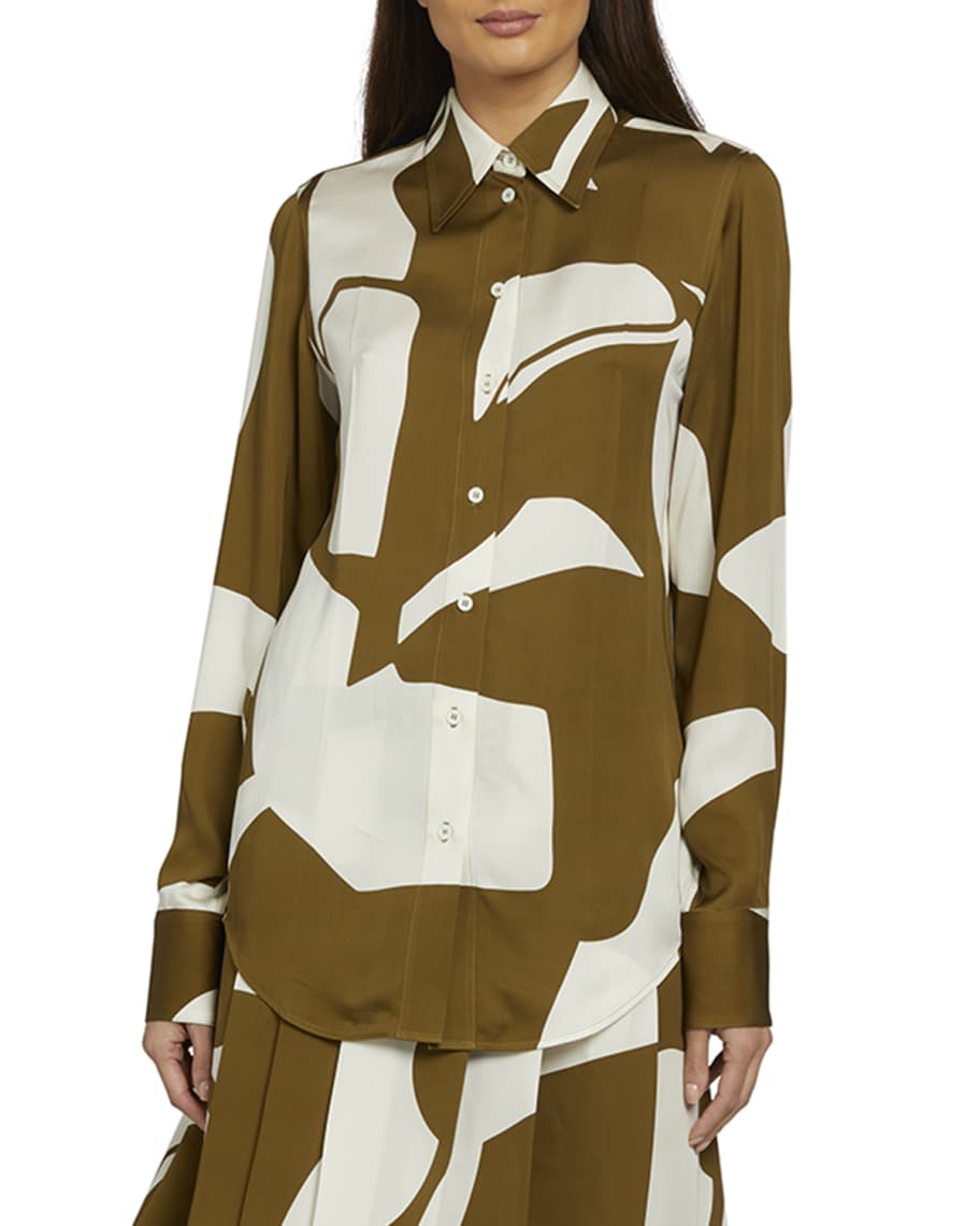 Victoria Beckham Abstract-Print Collared Shirt | Neiman Marcus