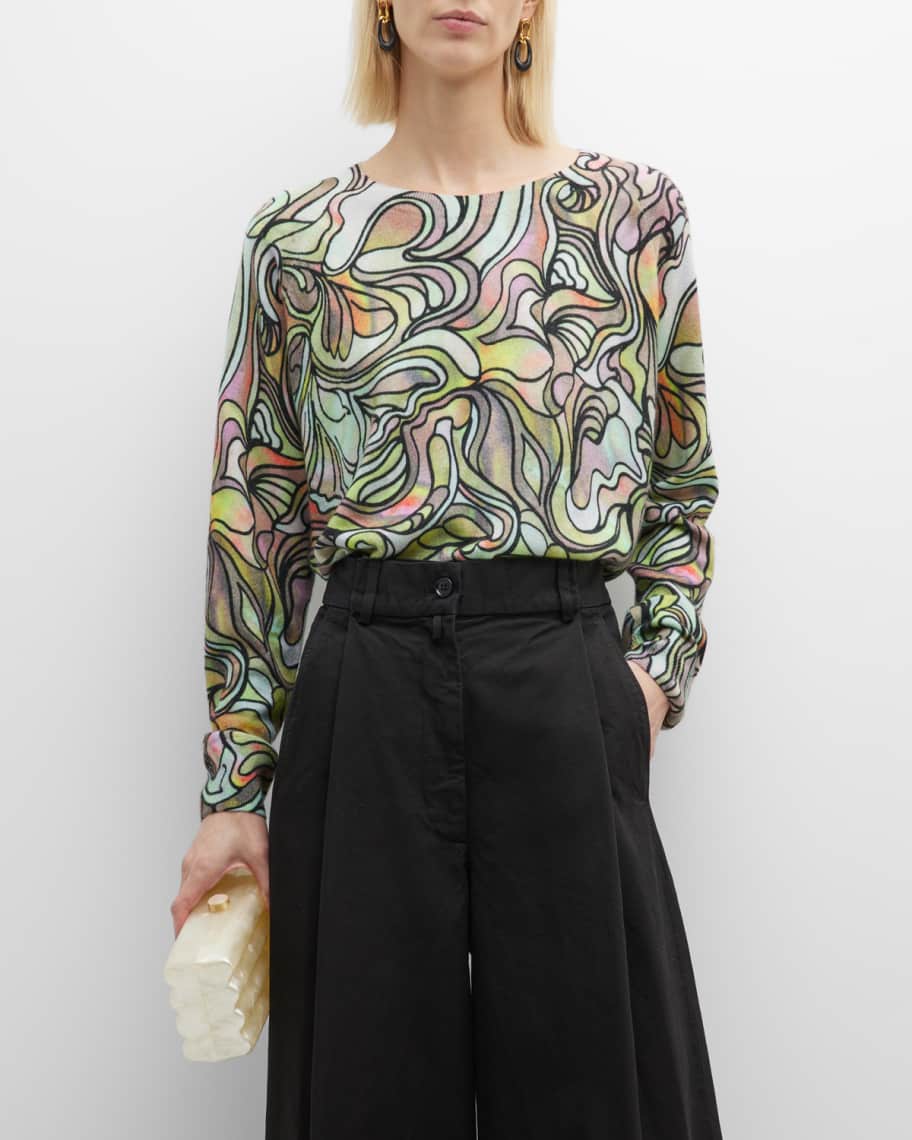 Dries Van Noten Nellie Abstract Cashmere Sweater | Neiman Marcus